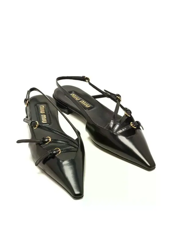 Miu Miu Buckle-detail Slingback Pumps - Black