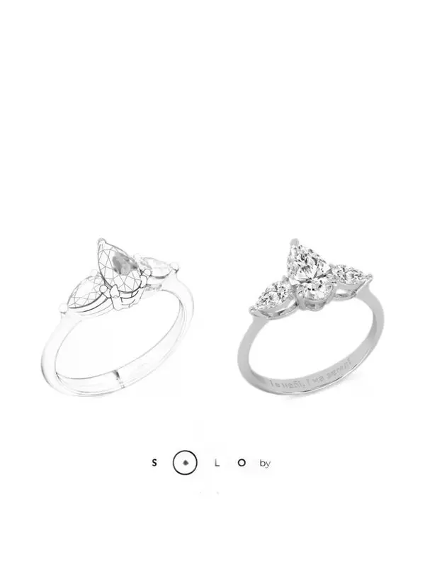 SOLO FOR DIAMONDS Pear-cut Diamond Ring In 14k White Gold