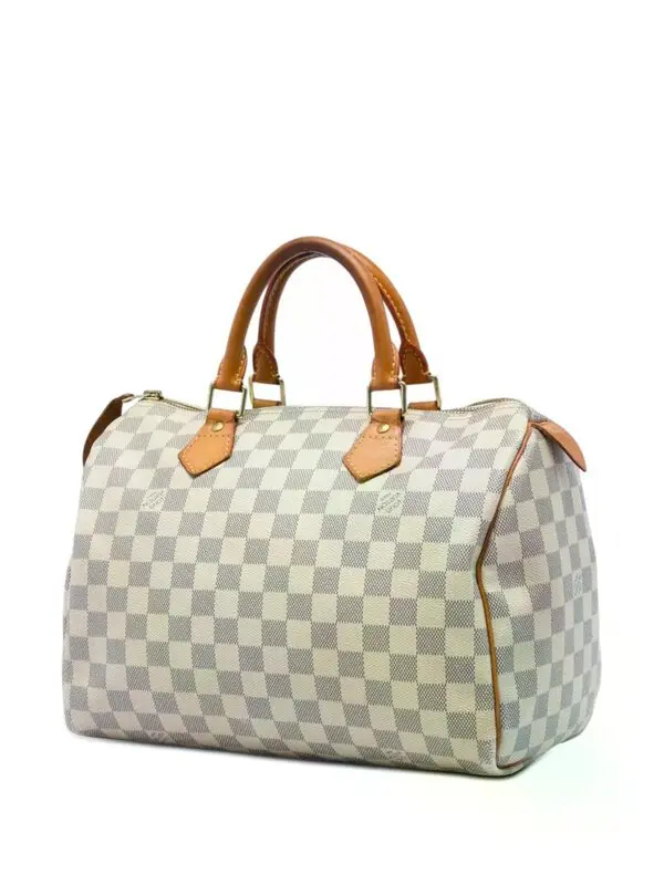 LOUIS VUITTON Damier Azur Speedy 30 Boston Bag - White