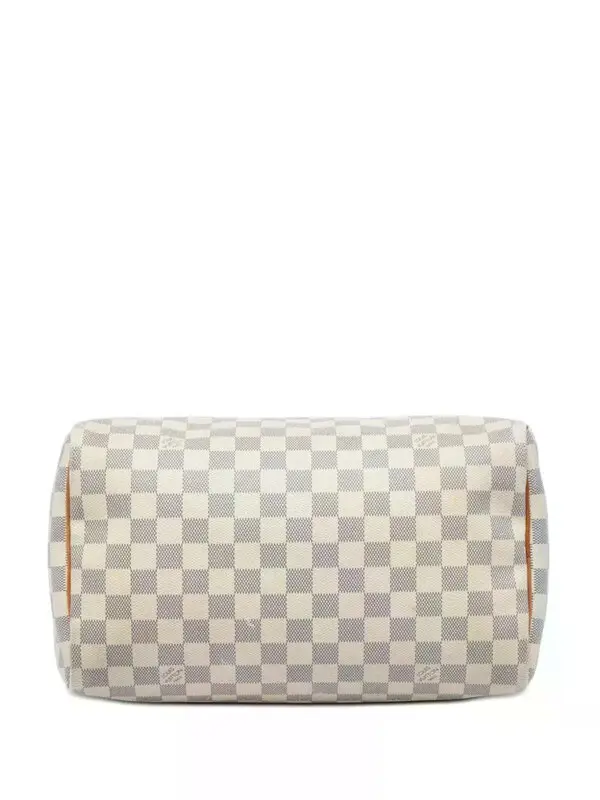 LOUIS VUITTON Damier Azur Speedy 30 Boston Bag - White