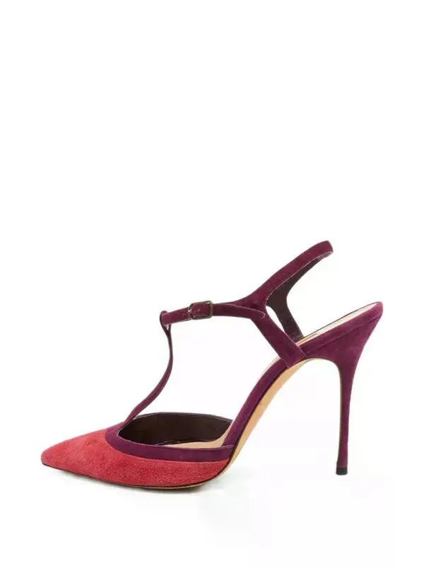 Manolo Blahnik Suede Pointed-toe T-strap Stiletto Sandals