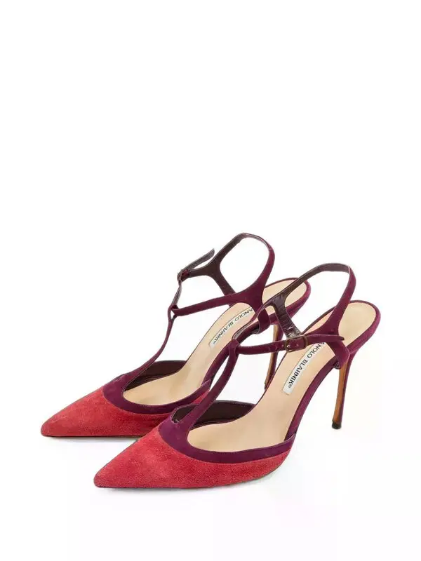 Manolo Blahnik Suede Pointed-toe T-strap Stiletto Sandals