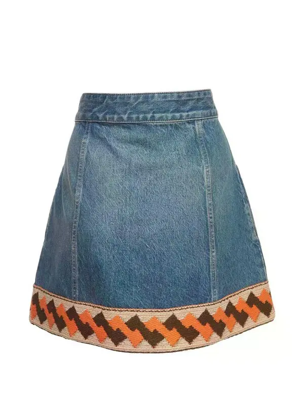 Valentino Garavani Jacquard-trim A-line Mini Skirt - Blue