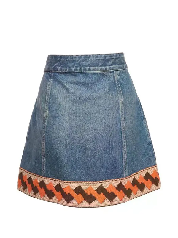 Valentino Garavani Geometric Jacquard Trim A-line Mini Skirt