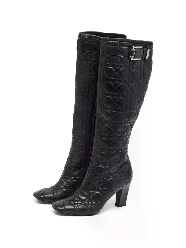 Dior Leather Cannage Quilted Buckle-detail Knee-high Boots