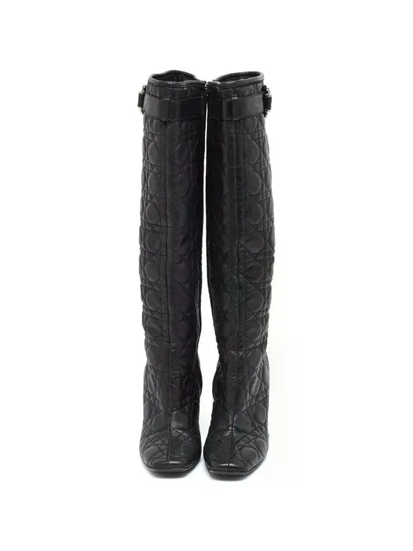 Dior Leather Cannage Quilted Buckle-detail Knee-high Boots