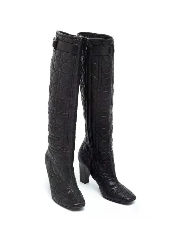 Dior Leather Cannage Quilted Buckle-detail Knee-high Boots
