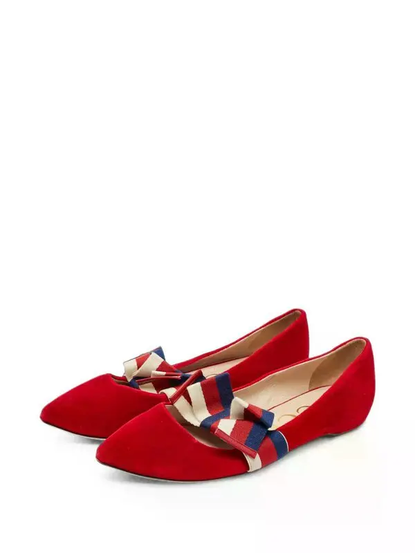 Gucci Velvet Web Bow Ballet Flats