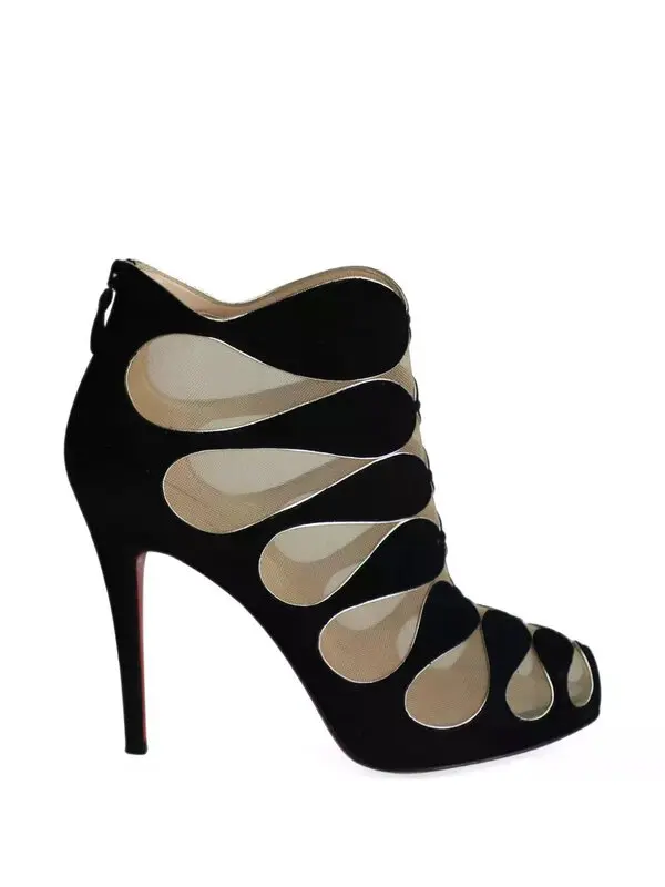 CHRISTIAN LOUBOUTIN Suede & Mesh Cut Out Ankle Boots