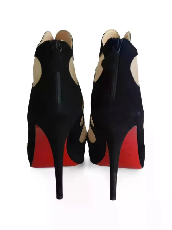 CHRISTIAN LOUBOUTIN Suede & Mesh Cut Out Ankle Boots