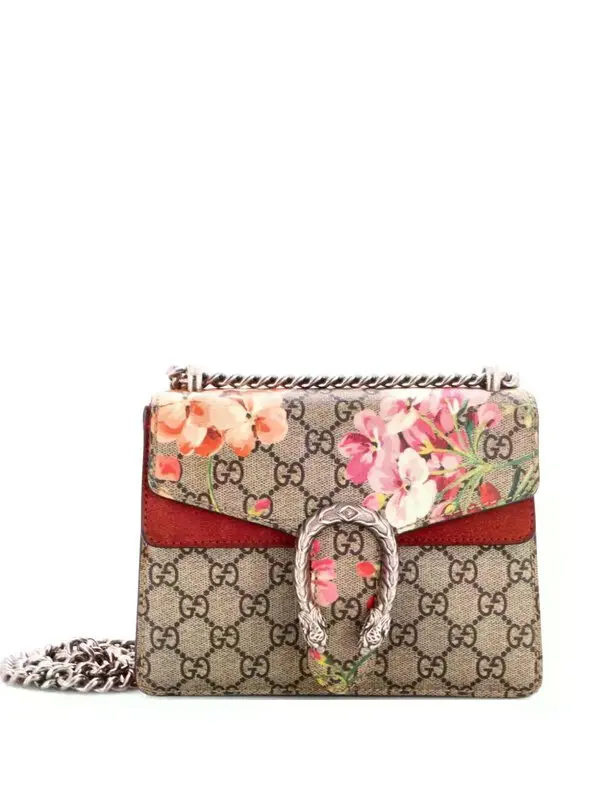 Gucci Dionysus Bag Blooms Print Gg Coated Canvas Mini Shoulder Bag - Brown