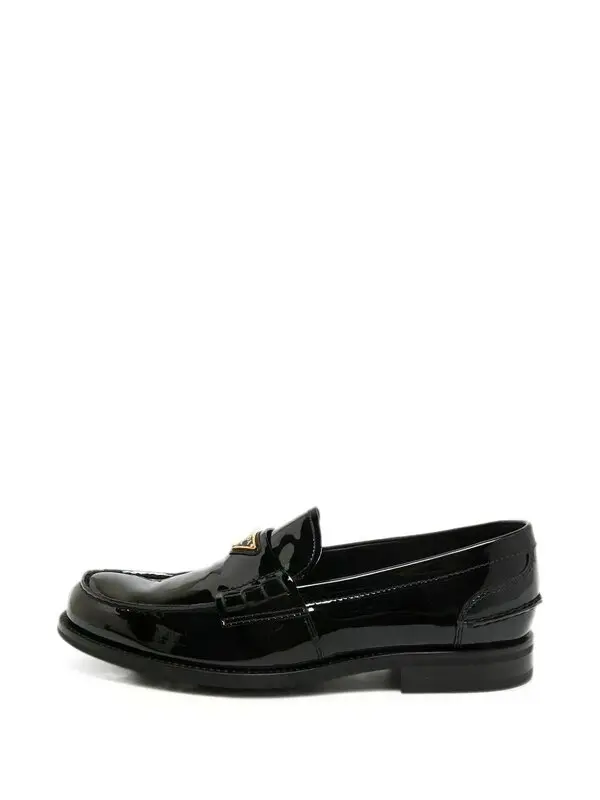 Prada Patent Logo Detail Penny Loafers