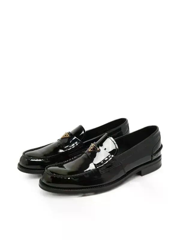 Prada Patent Logo Detail Penny Loafers