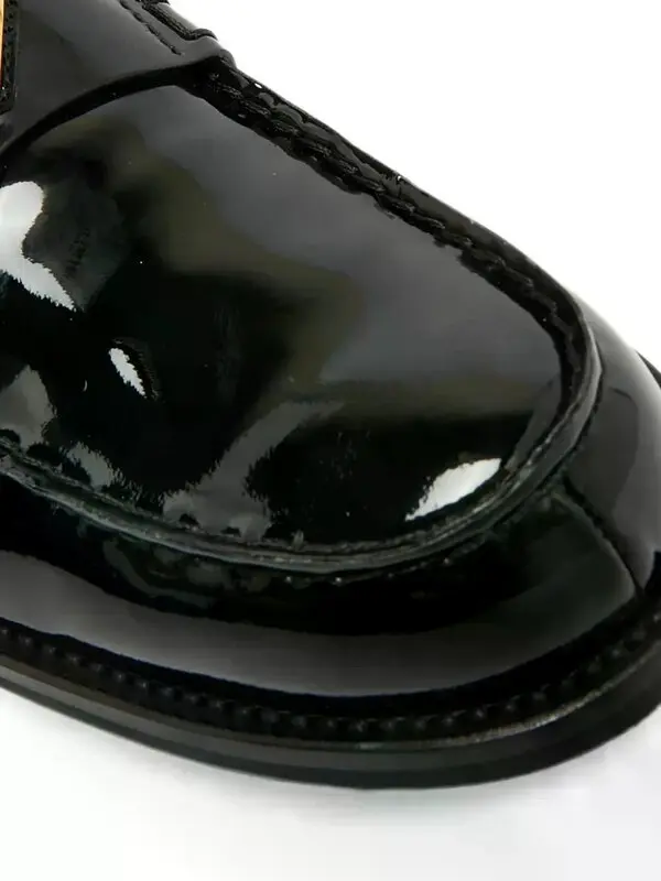 Prada Patent Logo Detail Penny Loafers