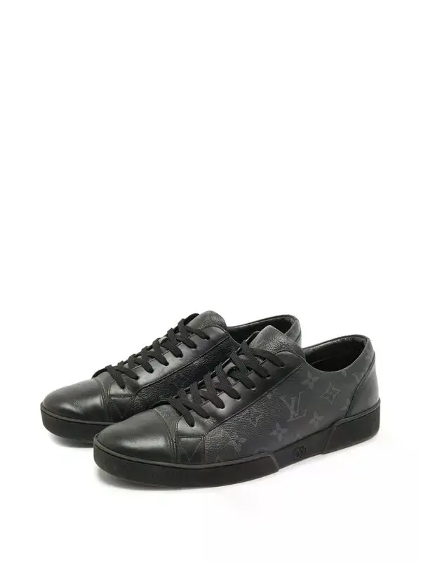 LOUIS VUITTON Monogram Canvas & Leather Sneakers - Black