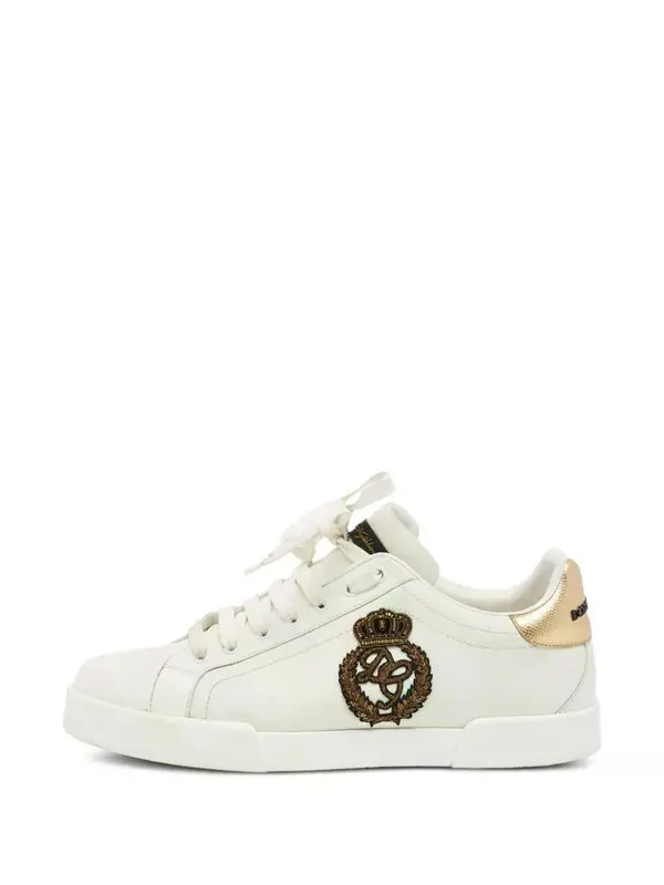 Dolce & Gabbana Portofino Crown-patch Low-top Sneakers - White
