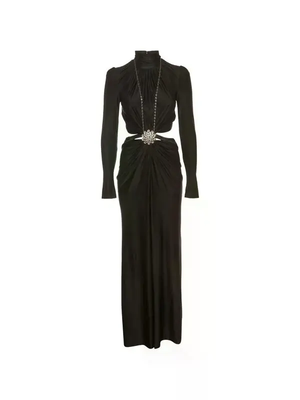 Rabanne Cut-out Brooch-detail Maxi Dress - Black