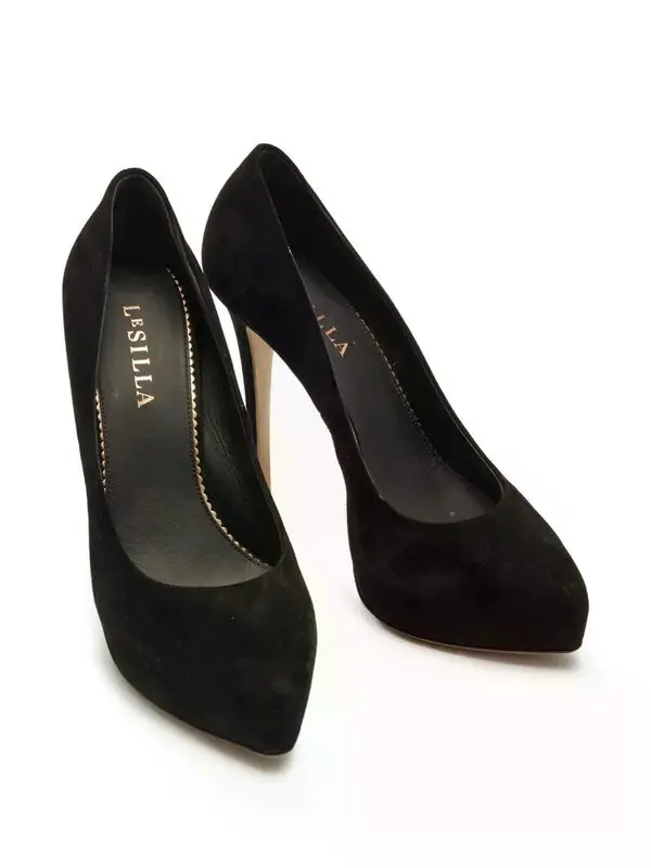 LE SILLA Suede Almond Toe Platform Stiletto Pumps - Black
