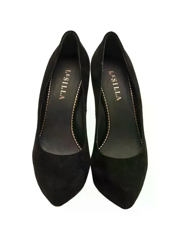 LE SILLA Suede Almond Toe Platform Stiletto Pumps - Black