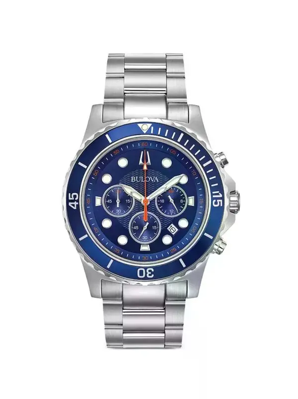 Bulova Chronograph Watch With Dial And Link Bracelet - Blue