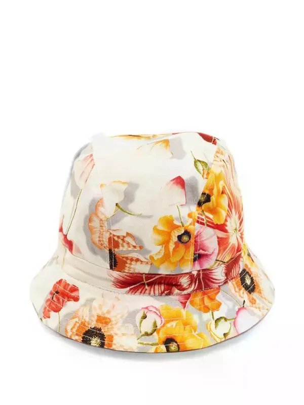FERRAGAMO Printed Cotton Bucket Hat - White