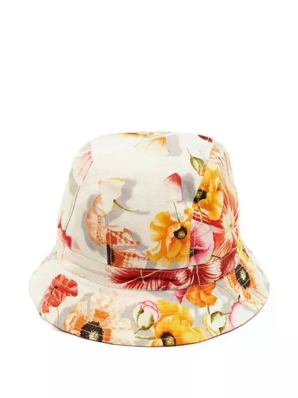 FERRAGAMO Floral-print Bucket Hat - White