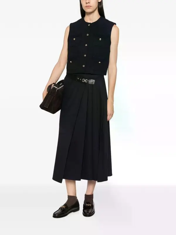 Maje Sleeveless Tweed Vest With Gold-tone Hardware