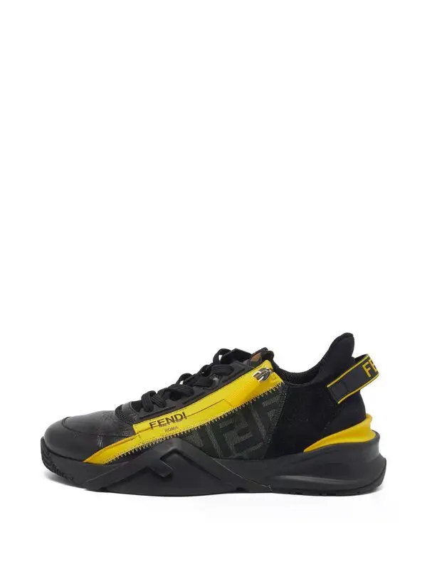 Fendi Flow Ff Leather-trim Low-top Sneakers - Black
