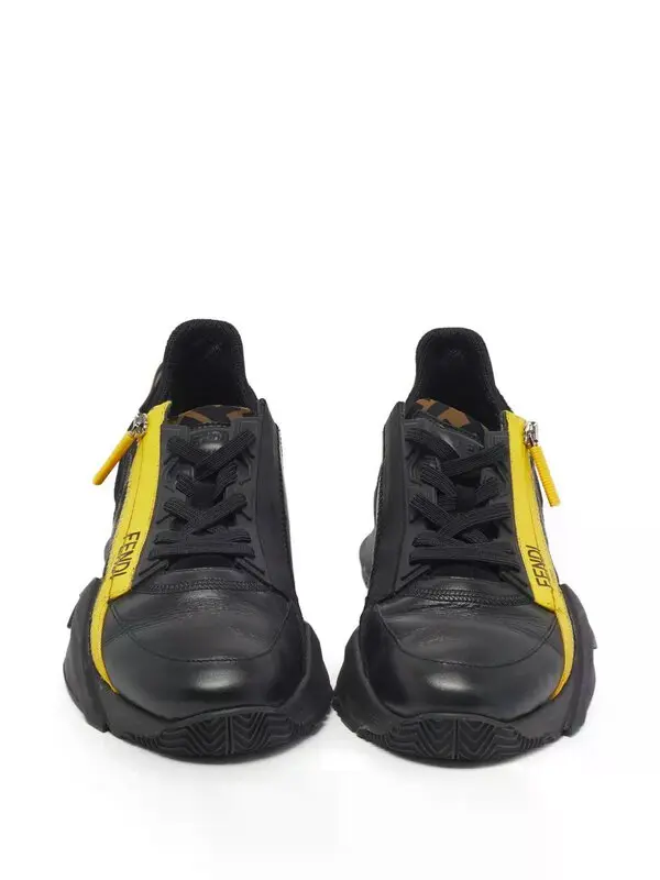 Fendi Flow Ff Leather-trim Low-top Sneakers - Black