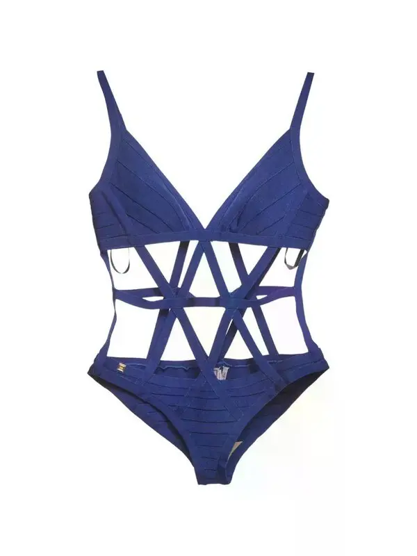 Herve Leger Cutout Bandage Swimsuit - Blue