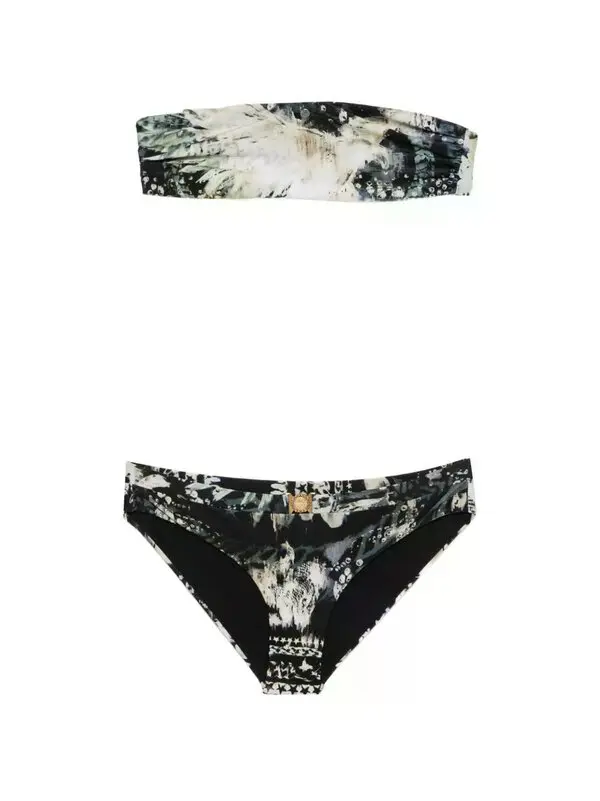 Balmain Abstract Print Bandeau Bikini - Black