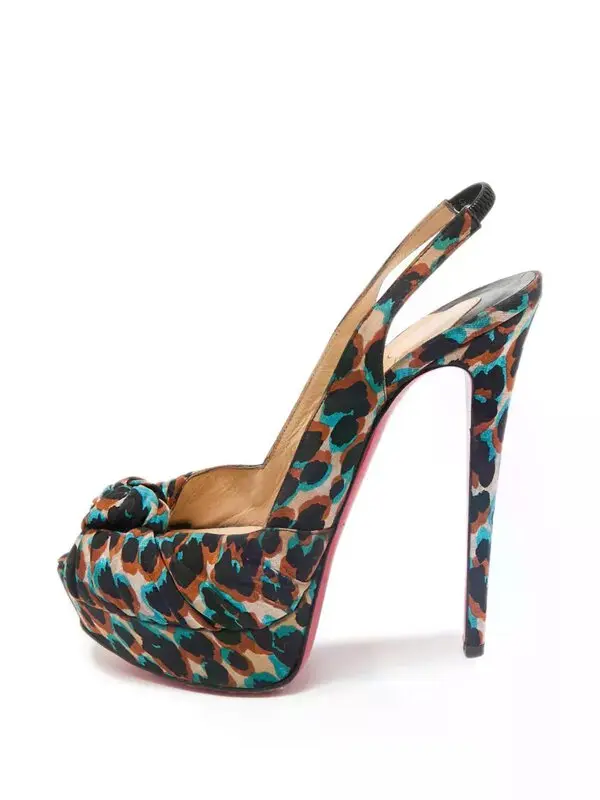 CHRISTIAN LOUBOUTIN Leopard Print Peep Toe Slingback Platform Pumps