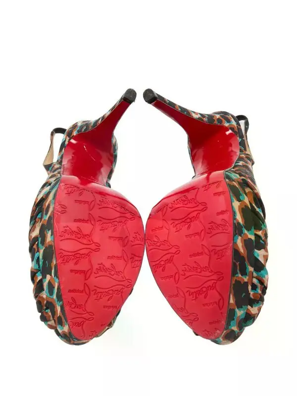 CHRISTIAN LOUBOUTIN Leopard Print Peep Toe Slingback Platform Pumps