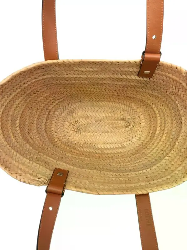 Loewe 2021 Small Raffia Anagram Basket Tote Bag - Neutrals