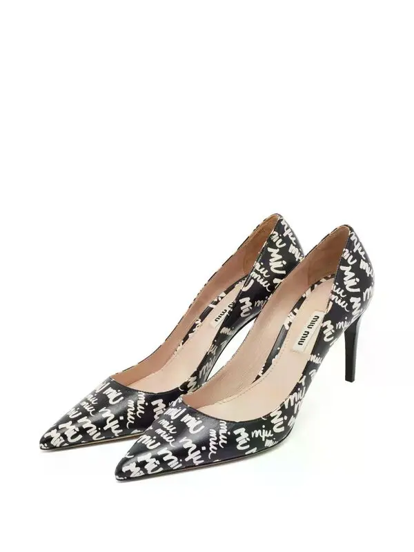 Miu Miu Printed Leather Pointed Toe Stiletto Pumps