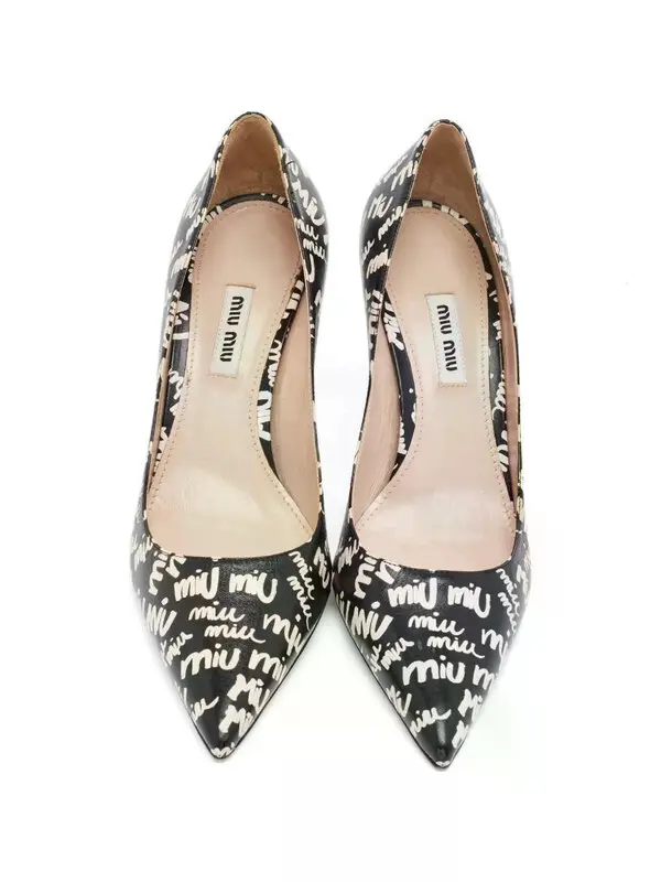 Miu Miu Printed Leather Pointed Toe Stiletto Pumps