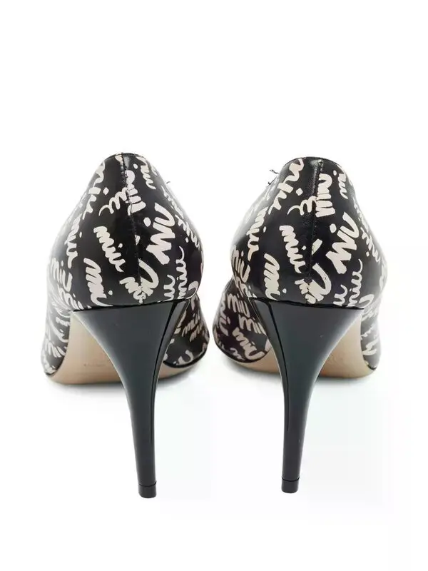 Miu Miu Printed Leather Pointed Toe Stiletto Pumps