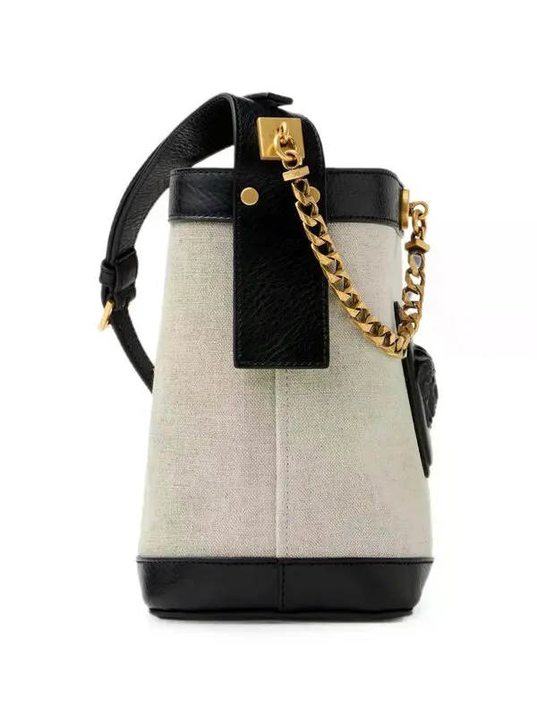 Versace Pivot Mini Canvas Bucket Bag - Neutrals