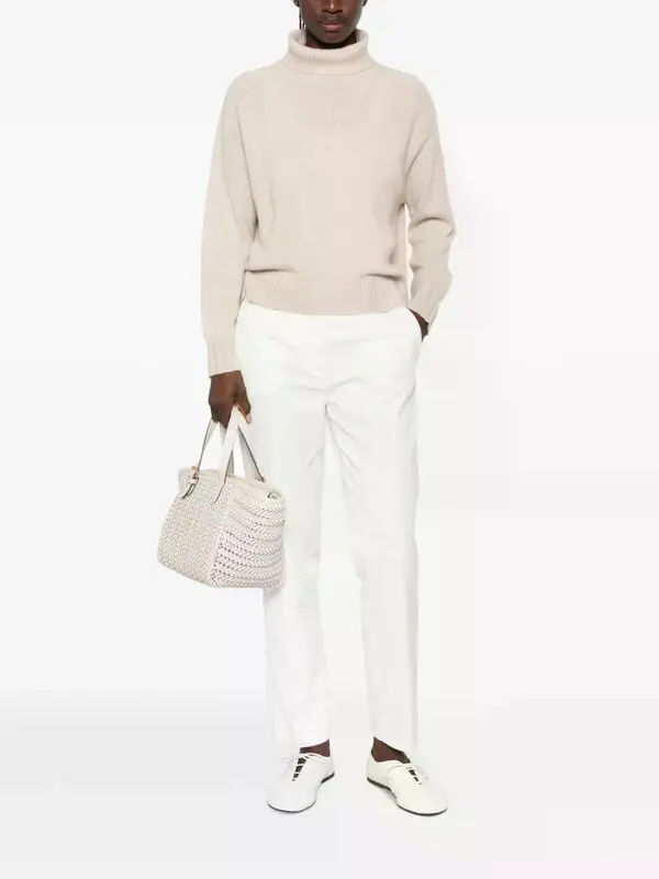 BEYOU Ribbed Knit Turtleneck Sweater - Neutrals