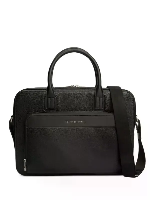 Tommy Hilfiger Logo-plaque Pebbled-texture Laptop Bag