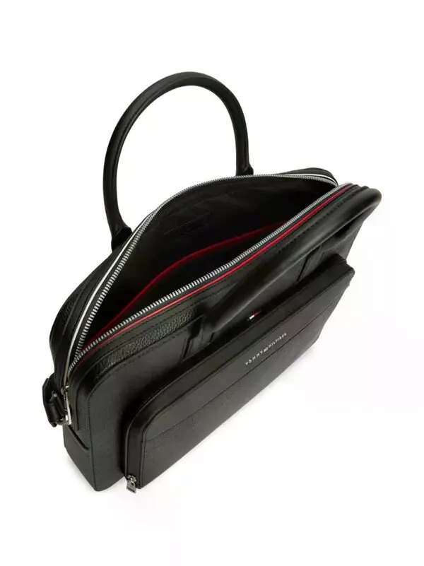 Tommy Hilfiger Logo-plaque Pebbled-texture Laptop Bag