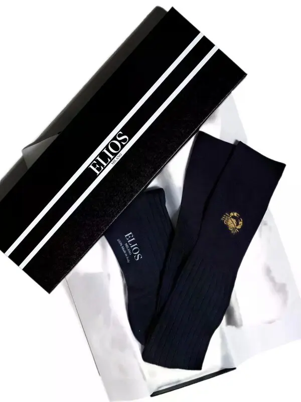 ELIOS Cancer Motif Ribbed Socks - Blue