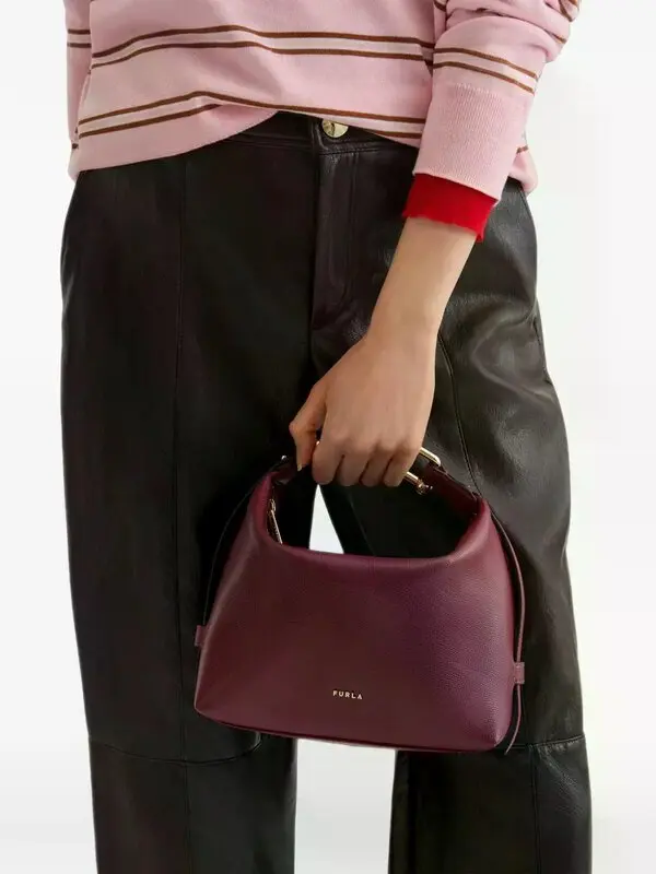 Furla Small Textured Leather Shoulder Bag - Red