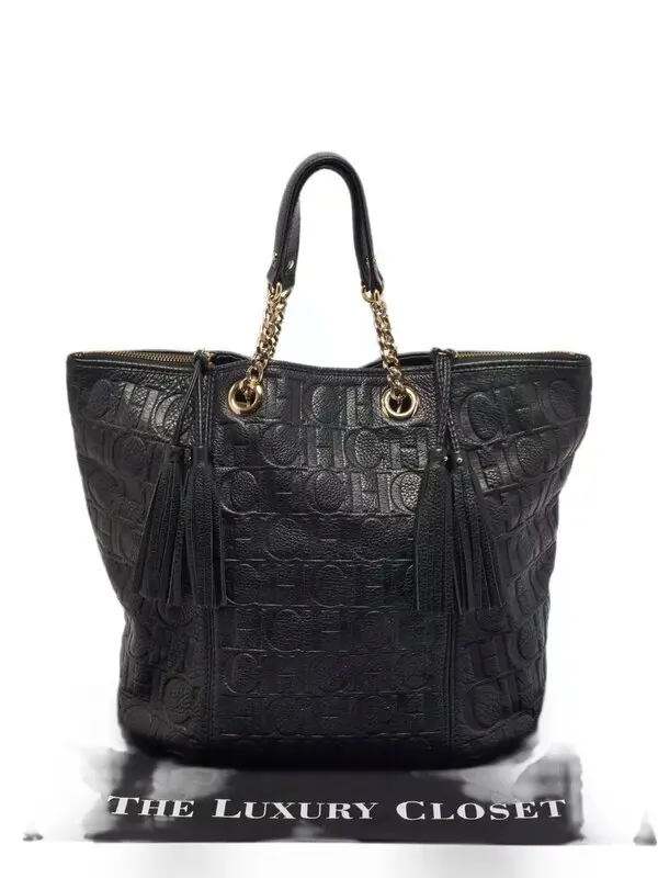 Carolina Herrera Monogram-embossed Tassel Tote Bag