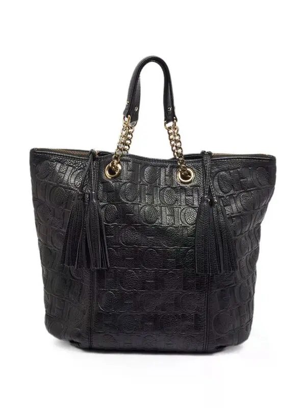 Carolina Herrera Monogram-embossed Tassel Tote Bag