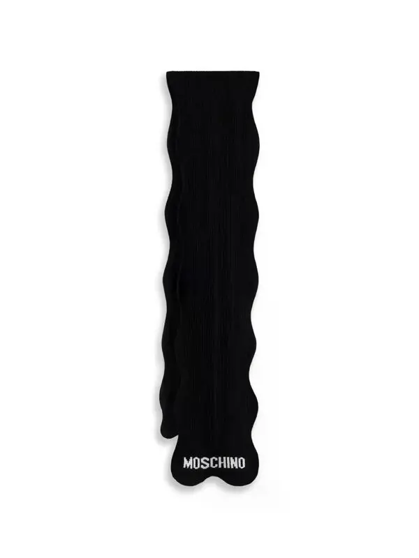 Moschino Logo-knit Wavy-edge Scarf - Black