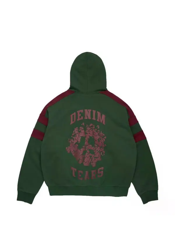 DENIM TEARS Denim U Paneled Zip-up Hoodie - Green