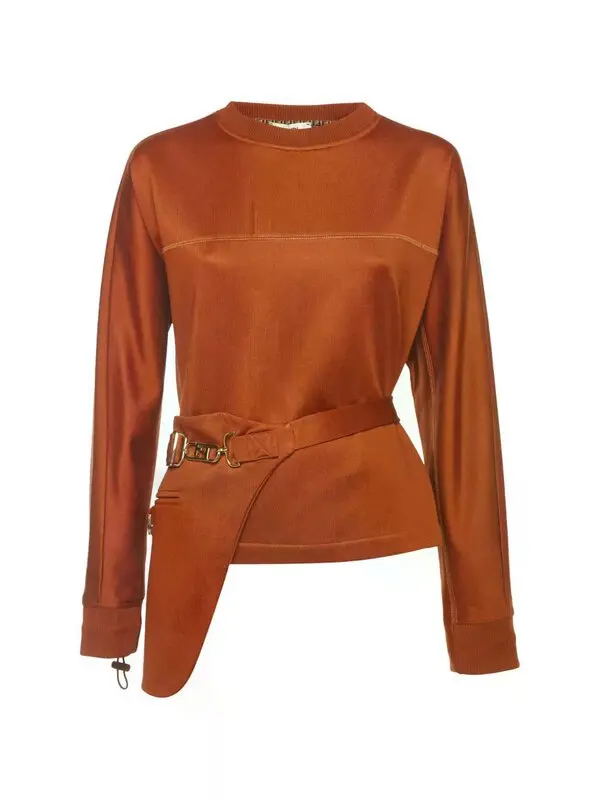 Fendi Fine Knit Belted Crewneck Sweatshirt
