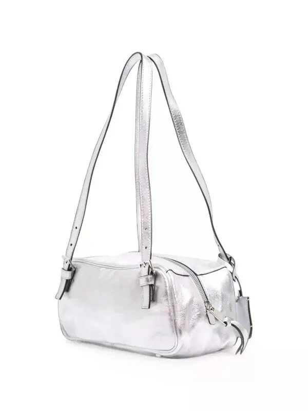 Versace 2000-2026 Metallic Leather Tag Bowling Bag Shoulder Bag