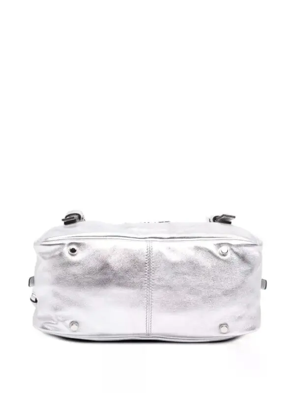 Versace Metallic Leather Shoulder Bag - Silver